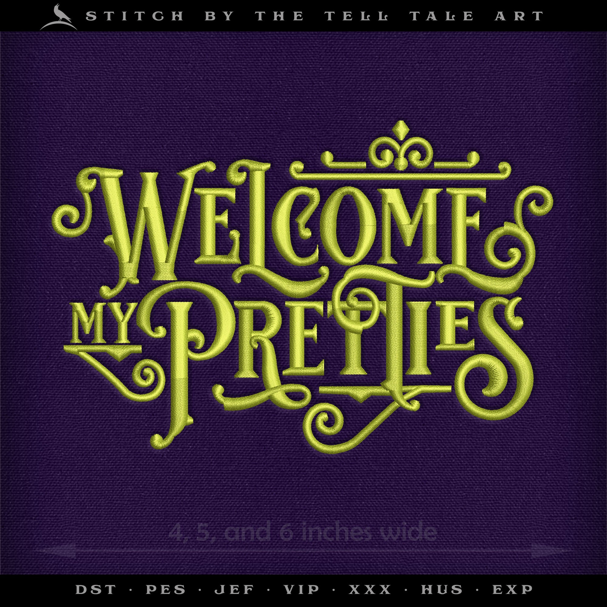 Welcome My Pretties Embroidery – Vintage Fantasy Typography Design ...